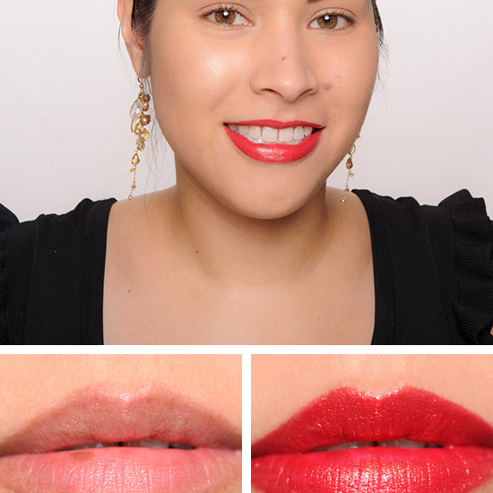 Guerlain Red Strass (327) KissKiss Lipstick Review & Swatches