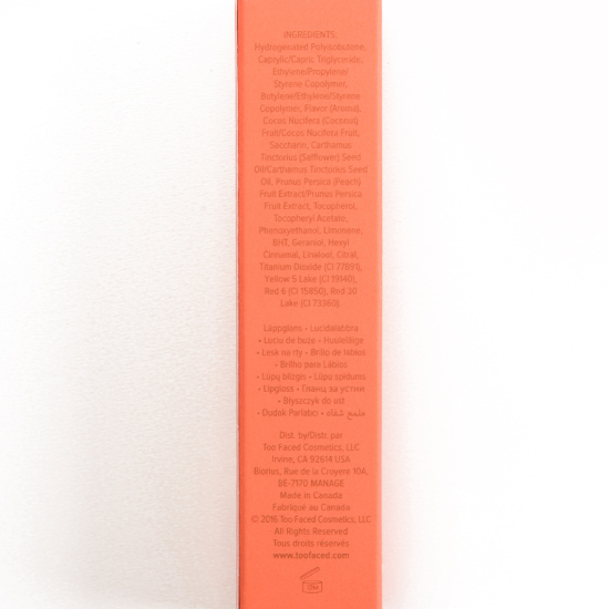 Too Faced Poppin' Peach Sweet Peach Creamy Peach Oil Lip Gloss Review ...