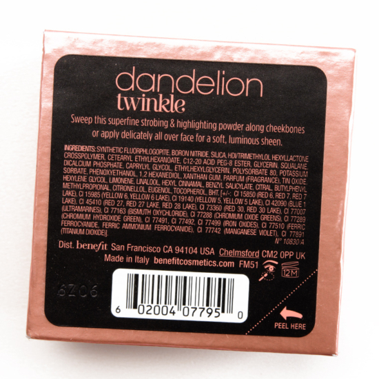 Benefit Dandelion Twinkle Powder Highlighter Review & Swatches
