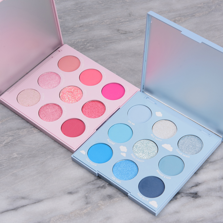 ColourPop Cloud Spun & On Cloud Blue Palette Swatches
