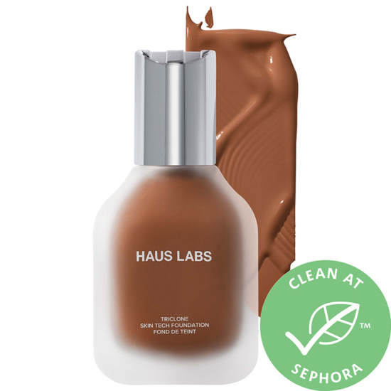 Haus Labs 460 Medium Deep Warm Triclone Skin Tech Medium Coverage Foundation Review & Swatches