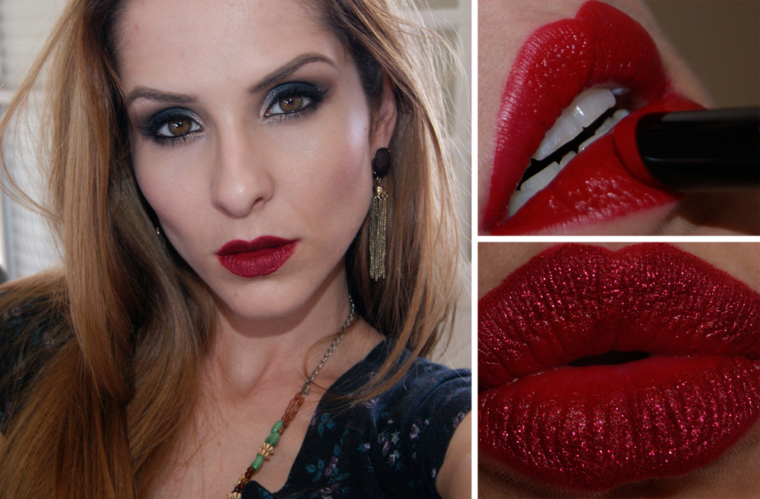 Blue and Red Glitter Lips | Temptalia